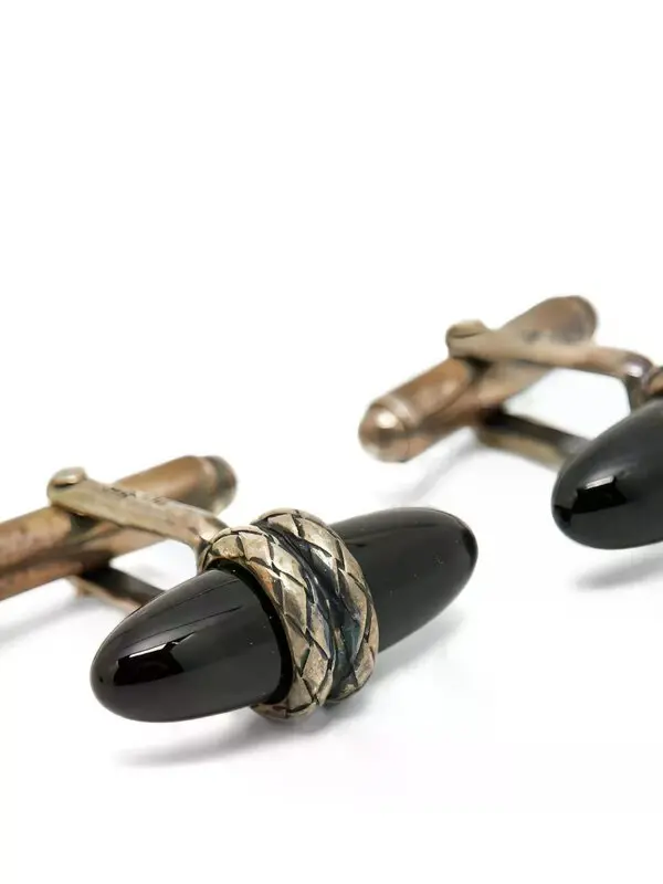 Bottega Veneta Intrecciato Onyx Cufflinks