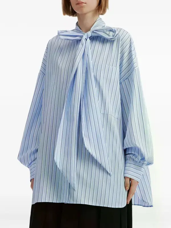 ENFOLD Striped Pussy-bow Blouse