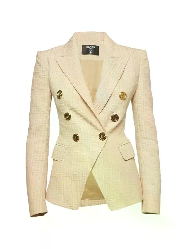 Balmain Monogram Jacquard Double-breasted Blazer