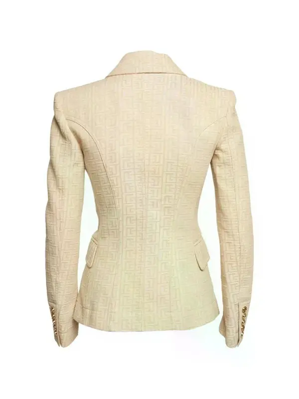 Balmain Monogram Jacquard Double-breasted Blazer