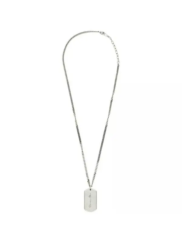 Dior Logo-engraved Dog Tag Necklace - Silver