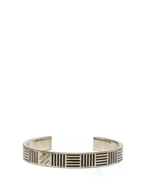 LOUIS VUITTON 2016 Brass Damier Colors Cuff Bracelet Costume Bracelet - Silver