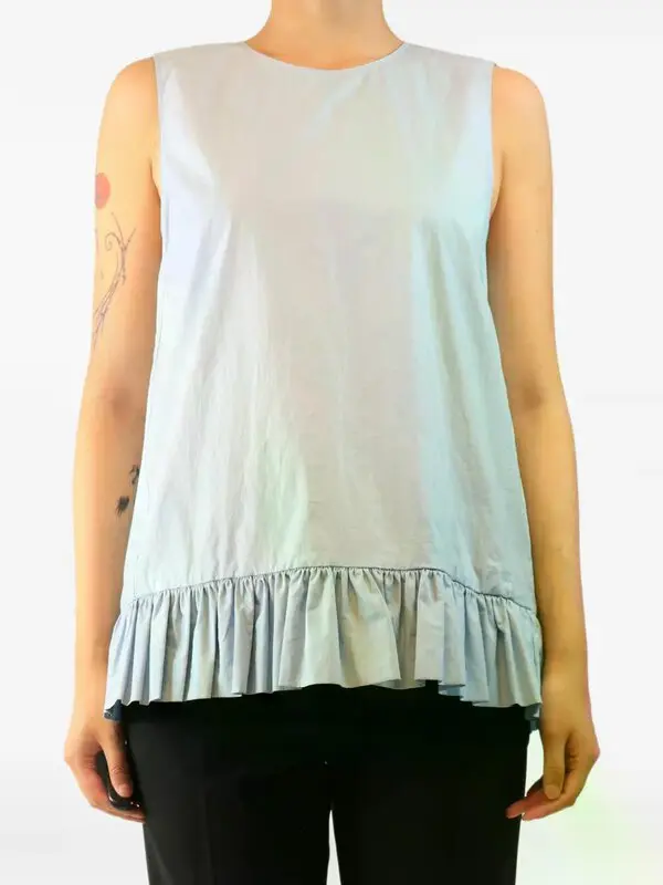 Marni Ruffle-trim Peplum Top - Blue
