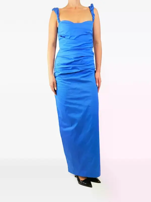 SIR. Ruched Ruffled-strap Maxi Dress