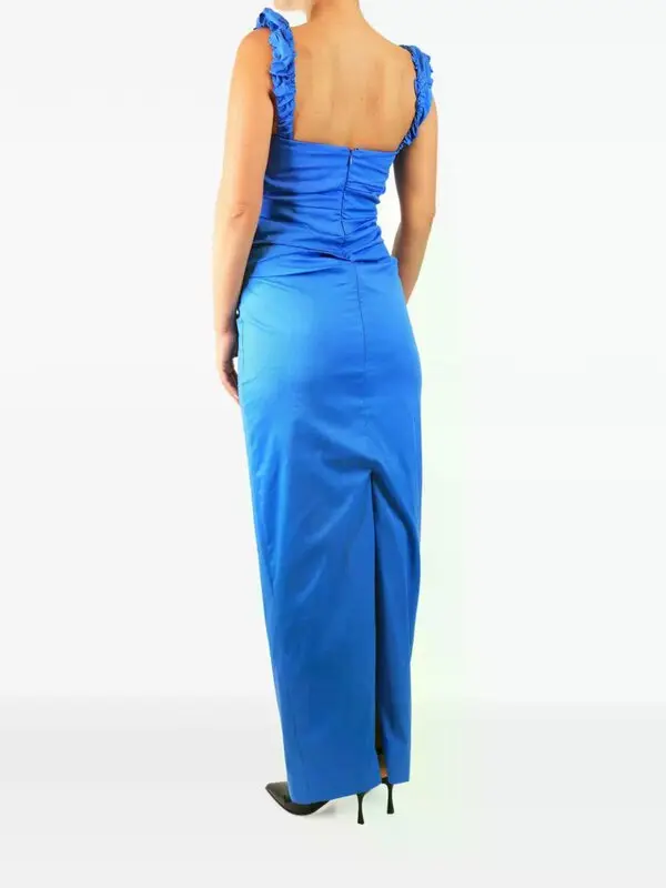 SIR. Ruched Ruffled-strap Maxi Dress