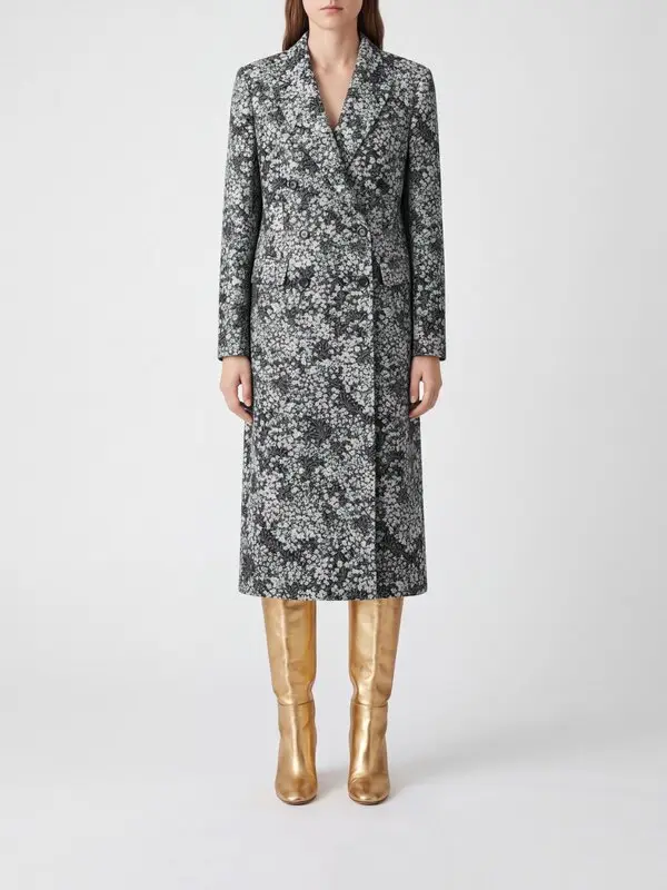 Dries Van Noten Floral Jacquard Double-breasted Long Coat