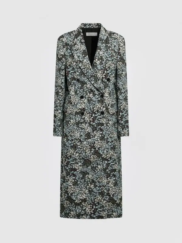 Dries Van Noten Floral Jacquard Double-breasted Long Coat