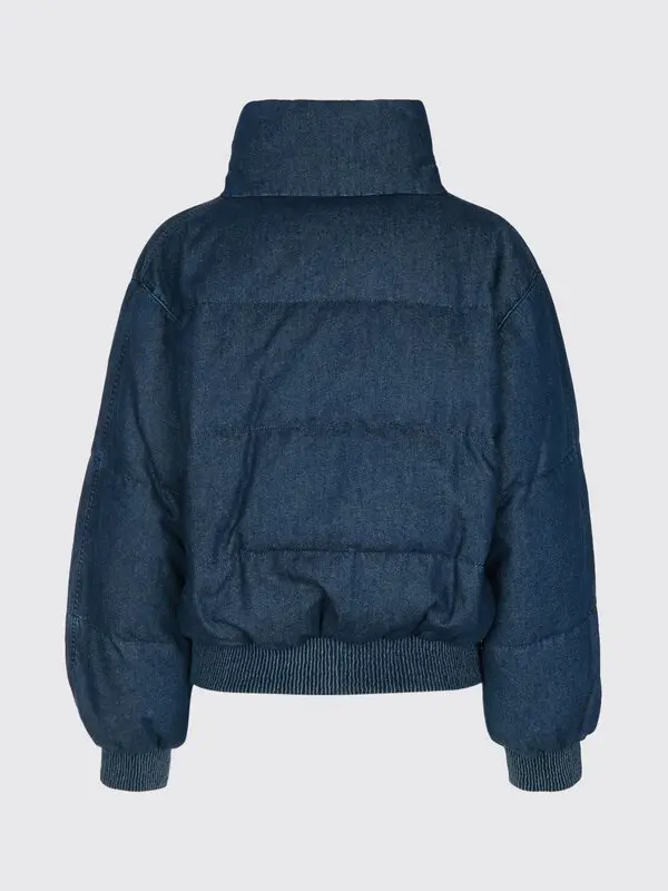 JACOB COHЁN Quilted Cotton Denim Bomber Jacket With Funnel Neck