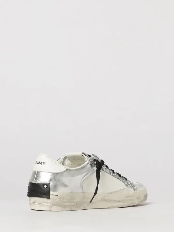 CRIME LONDON Skate Bi Laminated Leather And Glitter Cotton Low-top Sneakers