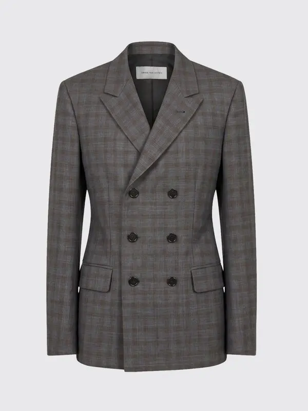 Dries Van Noten Tartan Wool Double-breasted Blazer With Peak Lapels