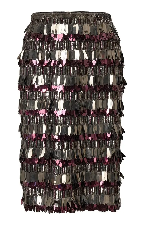 Carolina Herrera Sequined Silk Double Georgette Knee-length Skirt - Multi