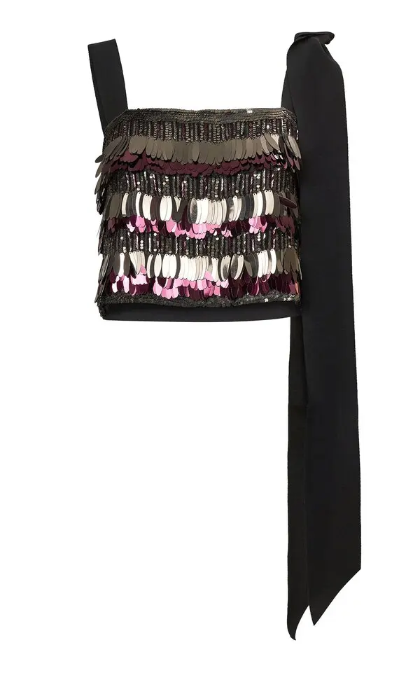 Carolina Herrera Sequined Silk Double Georgette Top - Multi