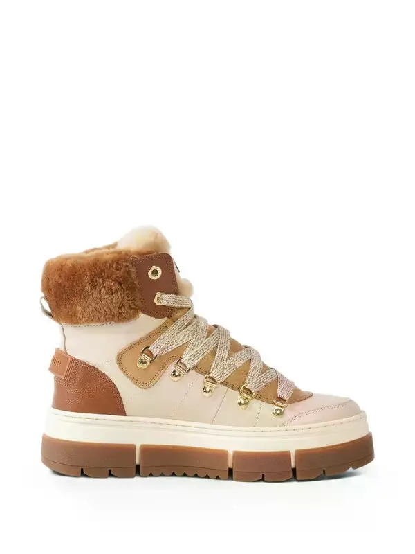 Bogner Vaduz Shearling-trim Lace-up Ankle Boots - Neutrals
