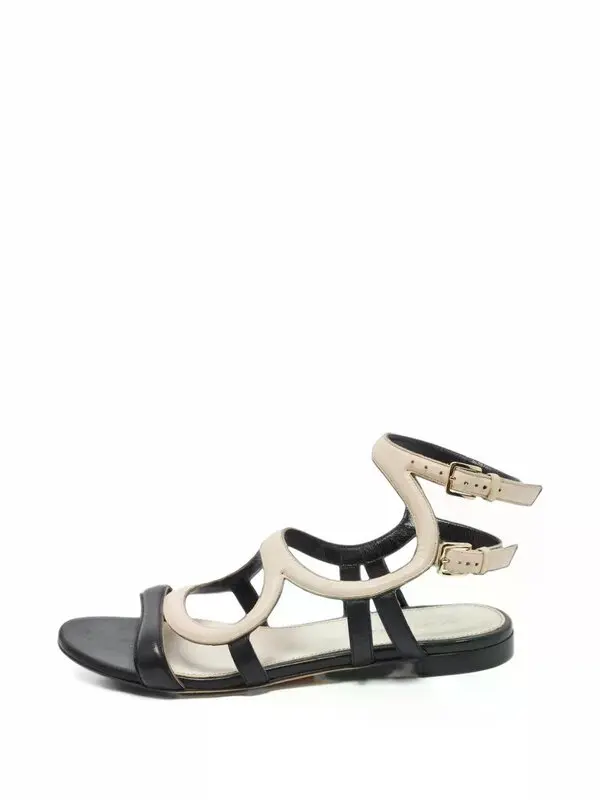 SERGIO ROSSI Padded Ankle-strap Flat Sandals - Neutrals