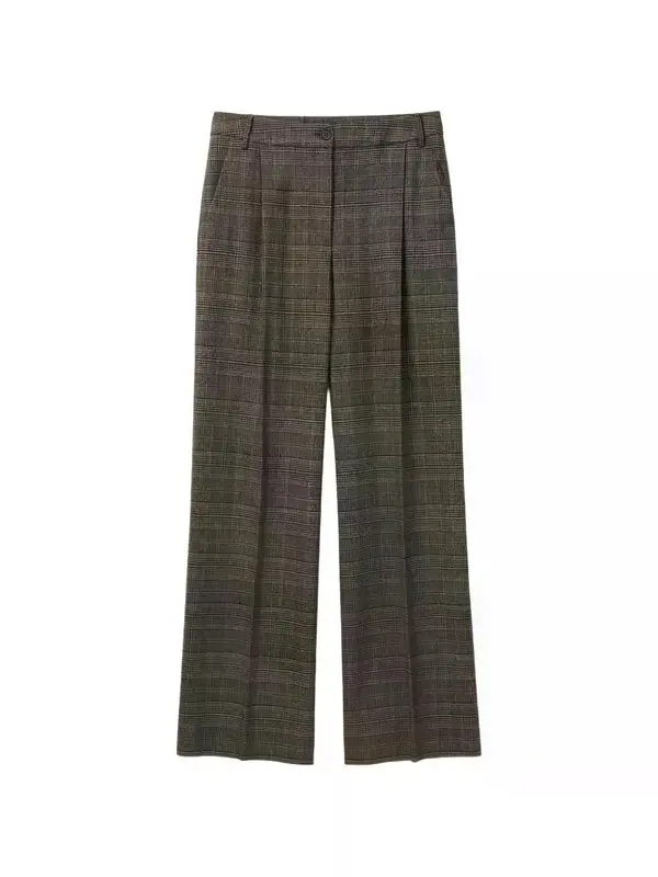 PUROTATTO Prince Of Wales Check Pleated Trousers - Brown