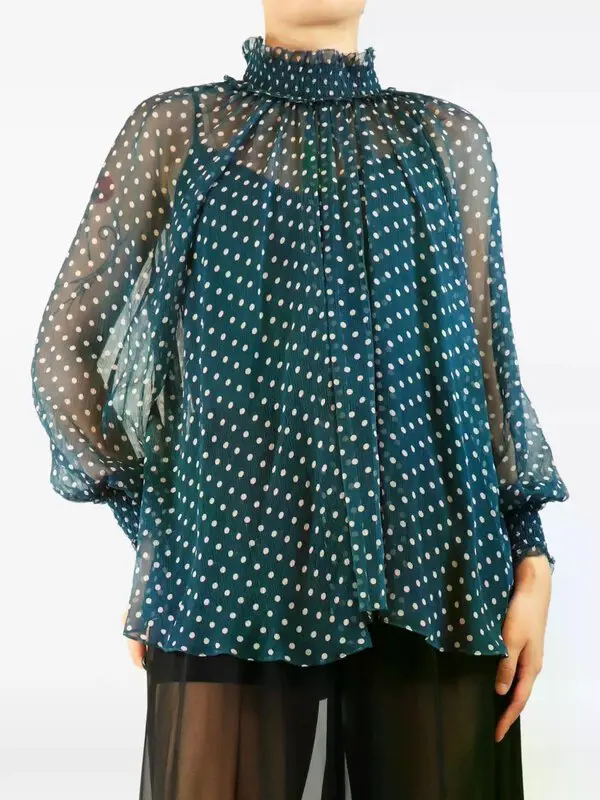 Zimmermann High-neck Polka-dot Blouse - Blue