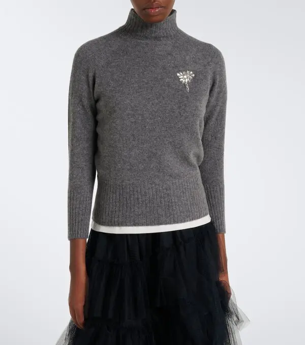 Simone Rocha Embellished Cashmere Turtleneck Sweater
