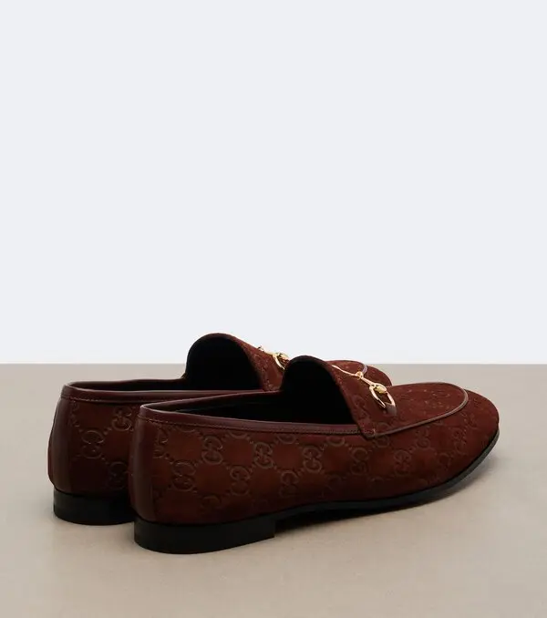 Gucci Jordaan Horsebit Gg Suede Loafers