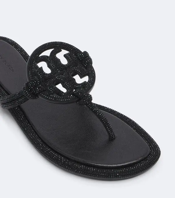 Tory Burch Miller Embellished Leather Thong Sandals