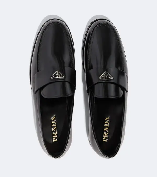 Prada Logo Leather Loafers