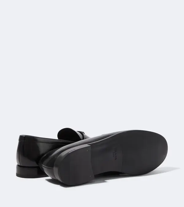 Prada Logo Leather Loafers