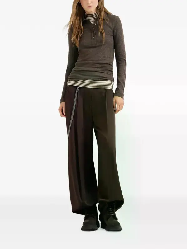Brunello Cucinelli Silk-satin Pleated Barrel Trousers With Monili