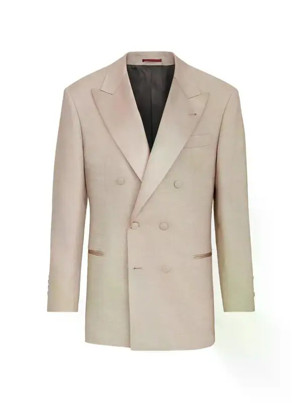 Brunello Cucinelli Silk One-and-a-half Breasted Tuxedo Jacket With Peak Lapels - Neutrals