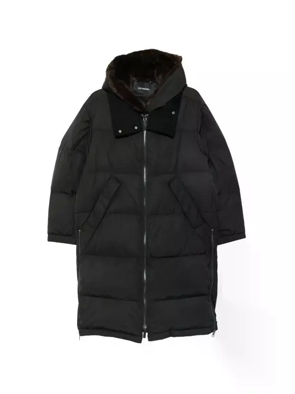 LOU ANDREA Faux Fur-trim Quilted Coat - Black