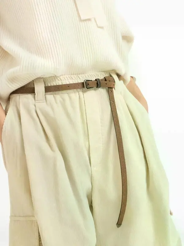 Brunello Cucinelli Sparkling Textured Leather Belt With Shiny Loop