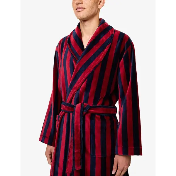 Derek Rose Aston Stripe Cotton-blend Lounge Robe
