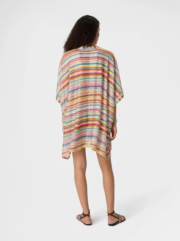 Missoni Short Caftan Cover-up In Printed Zigzag Tulle