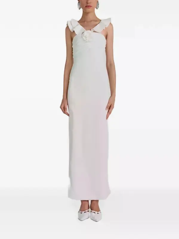 MAYGEL CORONEL Sortillegio Ruffled Flower-detail Maxi Dress - Neutrals