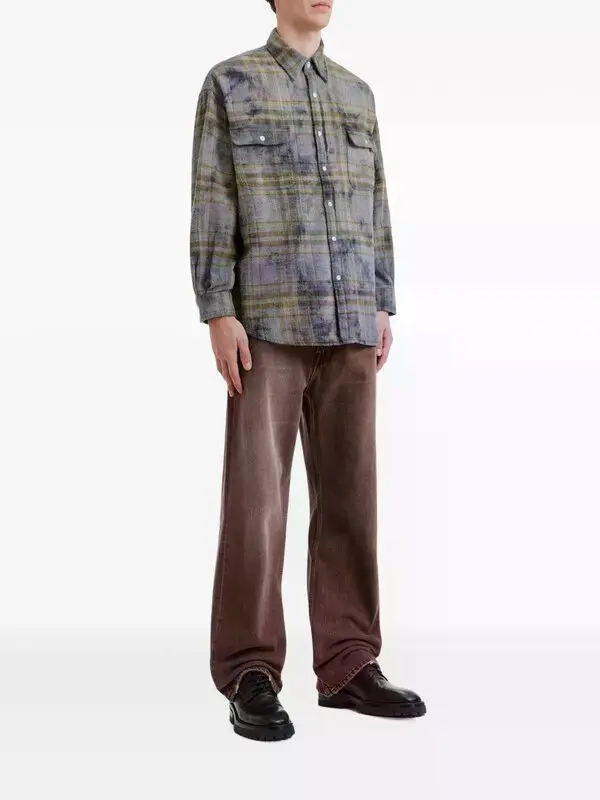 R13 Plaid-check Distressed-effect Shirt