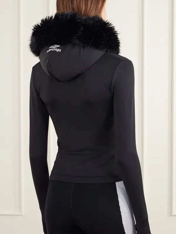 Balenciaga Plush-trimmed Stretch-jersey Hoodie