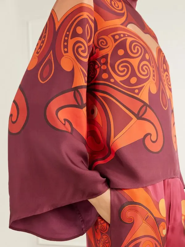 La DoubleJ Make An Exit Printed Turtleneck Silk-twill Blouse