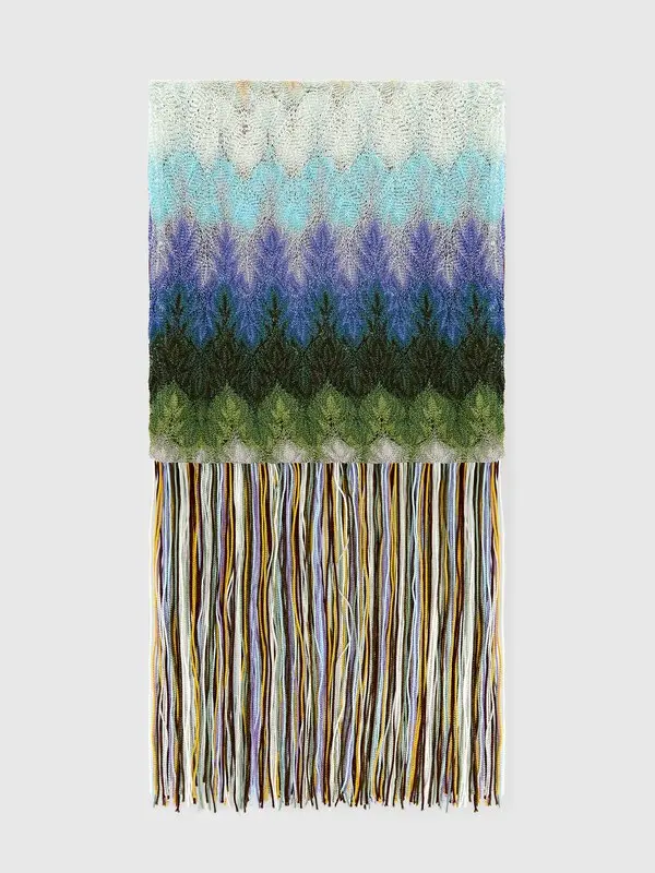 Missoni Viscose Lace Motif Scarf With Fringes - Multicoloured