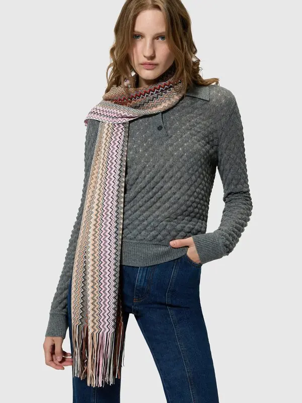 Missoni Zig Zag Wool-blend Scarf With Fringes