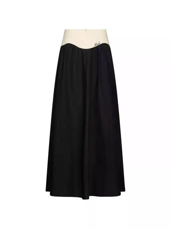 Karl Lagerfeld Embroidered-logo Maxi Skirt - Black