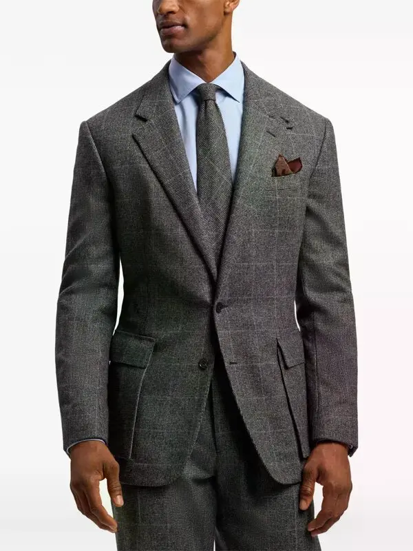 Ralph Lauren Purple Label Glenn Bellows Checked Single-breasted Wool Blazer
