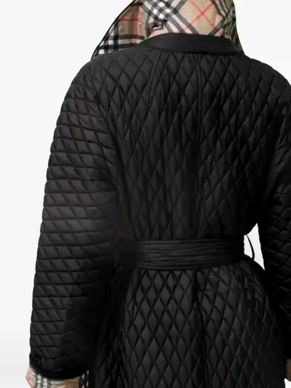 Burberry Long Quilted Nylon Floriston Jacket - Black