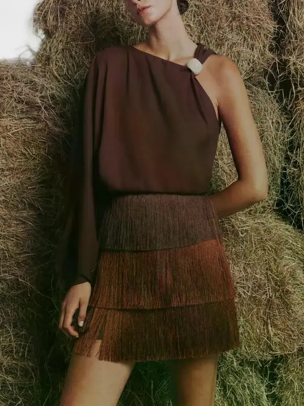 BAOBAB Olas Fringe-detail Mini Skirt