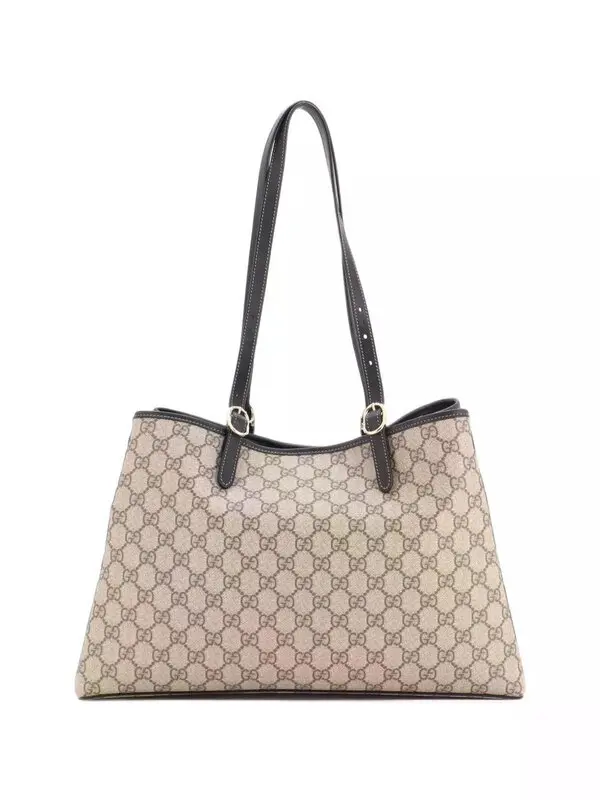 Gucci Emblem Gg Coated Canvas Large Tote Bag - Brown