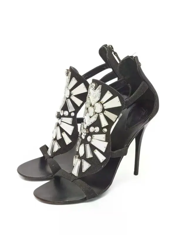 GIUSEPPE ZANOTTI Mirror-embellished Open-toe High-heeled Sandals - Black
