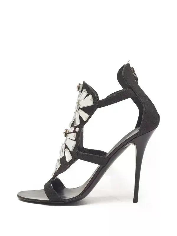 GIUSEPPE ZANOTTI Mirror-embellished Open-toe High-heeled Sandals - Black