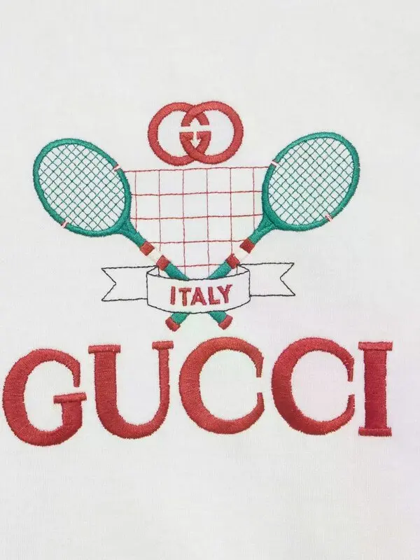 Gucci Tennis Logo Embroidered T-shirt