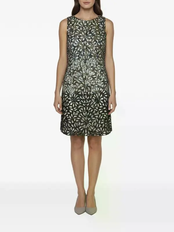Alice + Olivia Floral-beaded Mesh Mini Dress - Black