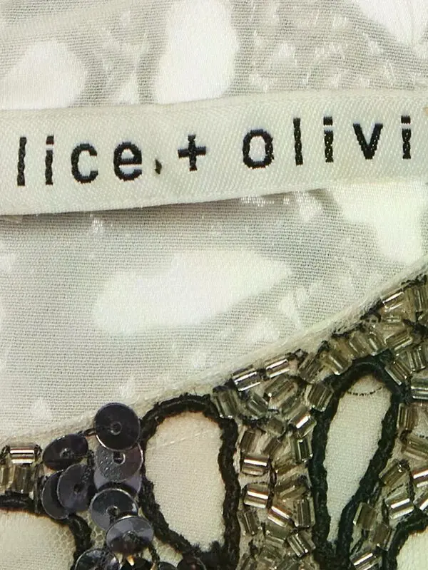 Alice + Olivia Floral-beaded Mesh Mini Dress