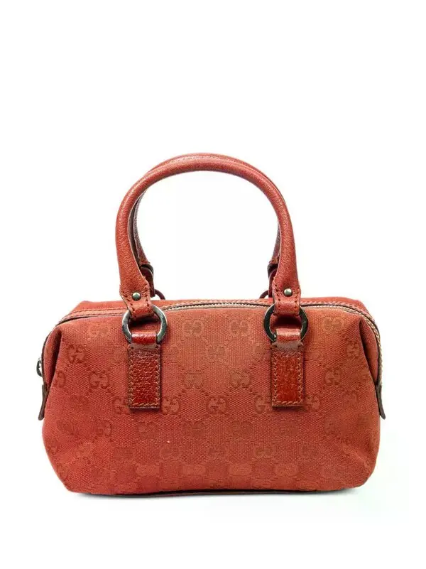 Gucci Mini Boston Gg Monogram Tote Bag - Brick Red