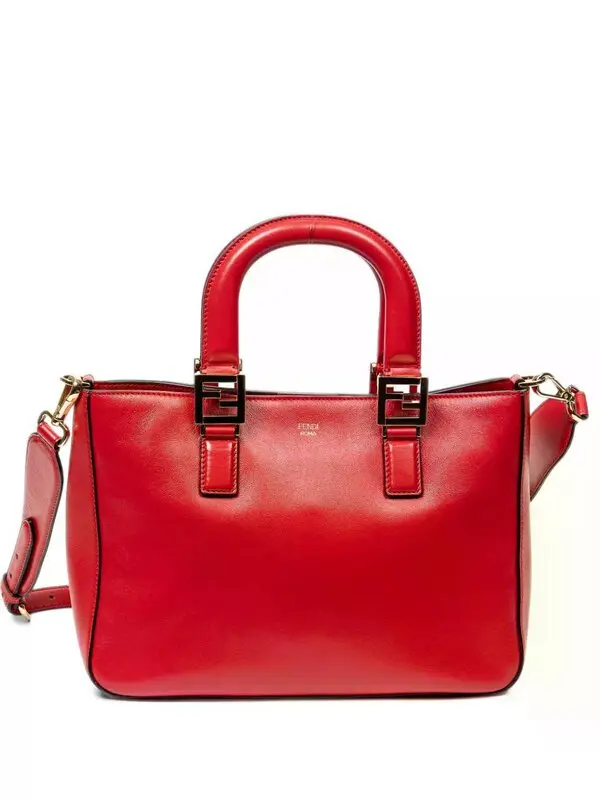 Fendi Small Ff Logo Tote Bag - Red