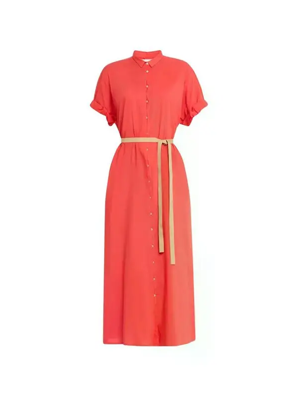 Xirena Linnet Belted Cotton-poplin Midi Dress